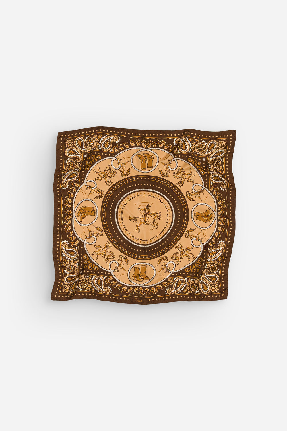 Large navy bandana scarf in wool and cashmere, bandana print